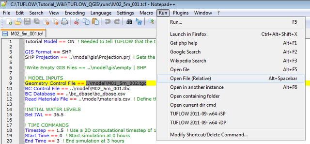 NotepadPlusPlus File Navigation - Tuflow